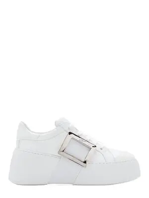 ROGER VIVIER Viv Skate Leather Sneakers - White