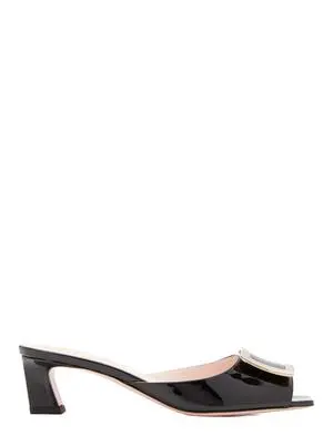 ROGER VIVIER Trompette Patent Leather Mules - Black