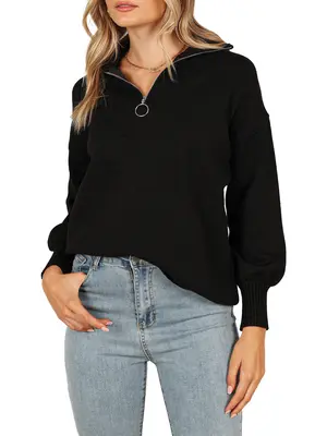 PETAL & PUP Petal & Pup Whistler Quarter Zip Sweater Black