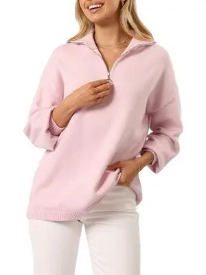 PETAL & PUP Petal & Pup Whistler Quarter Zip Sweater Pink