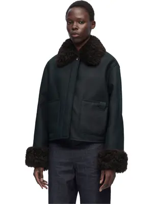 Loewe LOEWE Jacket In Curly Merino Shearling Navy/brown