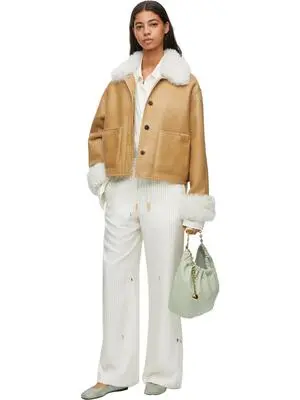 Loewe Jacket In Curly Merino Shearling - White/gold