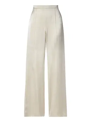 Another Tomorrow Pintucked Satin Straight-leg Pants - Cream