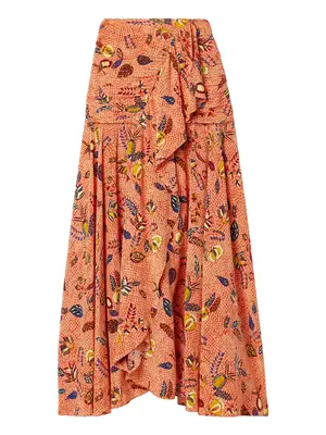 ULLA JOHNSON Ulla Johnson Georgina Printed Silk Crepe De Chine Maxi Skirt