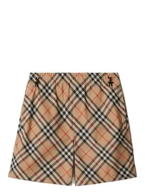 Burberry Check Drawcord Shorts - Sand Beige