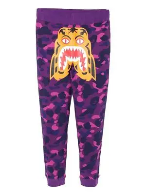 A BATHING APE Camo Tiger Slim Sweat Pants - Purple