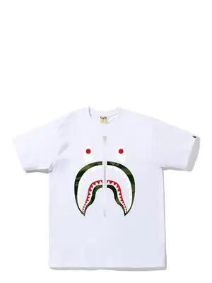 A BATHING APE Color Camo Silver Zip Shark T-shirt (ss23) White Green