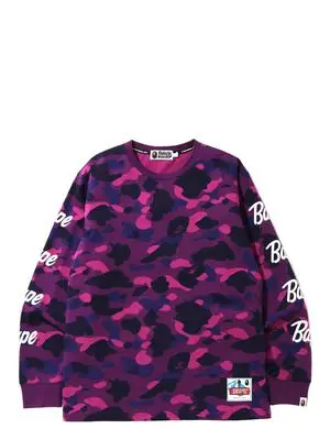 A BATHING APE Camo Sleeve Logo Long Sleeve Tee Shirt - Purple