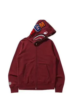 A BATHING APE Double Side Shark Full Zip Hoodie - Burgundy
