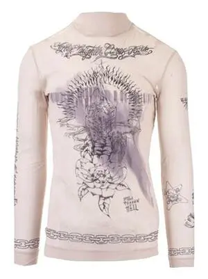 Givenchy Second Skin Effect Printed Mesh Long Sleeve T-shirt - Beige