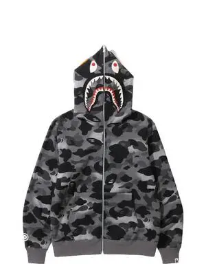 A BATHING APE Grid Camo Shark Full Zip Hoodie - Black