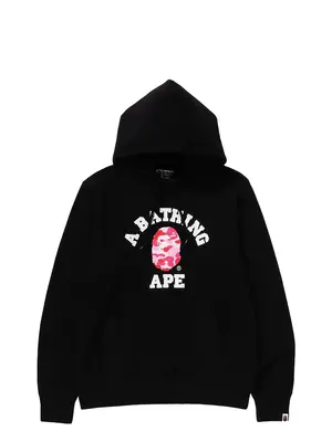 A BATHING APE ABC Camo College Organic Cotton Pullover Hoodie Black/pink