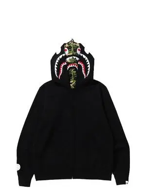 A BATHING APE Abc Camo Shark Wide Fit Full Zip Double Hoodie - Black