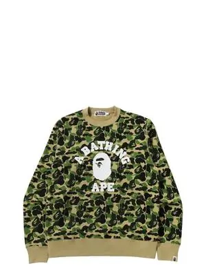 A BATHING APE Abc Camo College Wide Crewneck Sweatshirt - Green