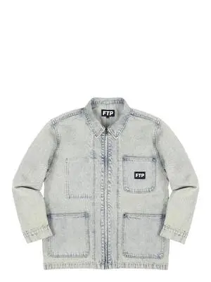 FTP Frayed Denim Logo Chore Jacket - Dirt Wash