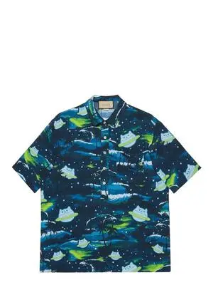 Gucci Abstractprint Shortsleeved Shirt - Blue