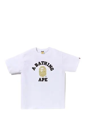 A BATHING APE Logo Monogram College Tee Shirt - White Beige
