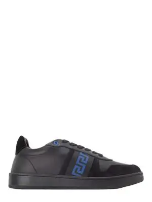 Versace Leather Low Top Sneaker - Black/blue