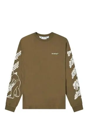 Off-White Off Off Bricks Skate Long Sleeve Tshirtin - Army Green/white