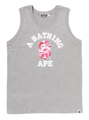 A BATHING APE Abc Camo College Tank Top - Grey Pink
