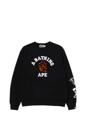 A BATHING APE Tiger Camo College Relaxed Fit Crewneck Sweatshirt - Black