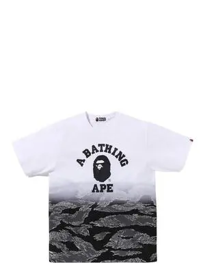 A BATHING APE Tiger Camo Gradation College Tee Shirt - Black