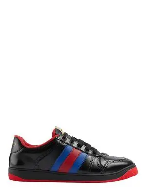 Gucci Leather Screener Sneaker - Black/blue/red