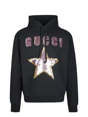 Gucci Logo-sequined Hoodie - Black