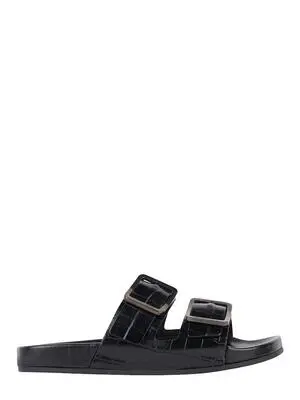 Balenciaga Mallorca Crocodile-embossed Sandals - Black