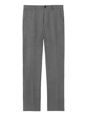 Burberry Monogram Motif Wool Tailored Trousers - Grey