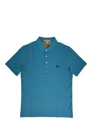 Burberry Cotton Cobalt Embroidered Logo Polo Shirt Turquoise/4061239