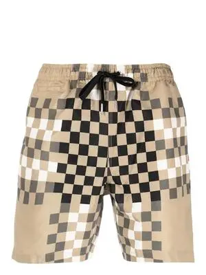 Burberry Printed Drawstring Swim Shorts - Checker Print