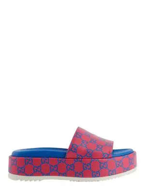 Gucci Gg Platform Slides - Fuchsia/blue