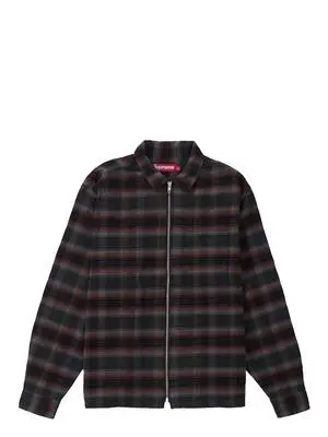 Supreme Shadow Plaid Flannel Zip Up Shirt Black - Green