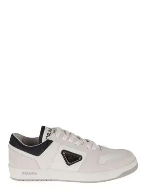 Prada Downtown Leather And Re-nylon Sneakers - White/blue