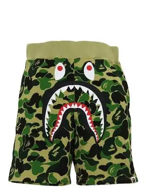 A BATHING APE Big Abc Camo Shark Sweat Shorts - Green
