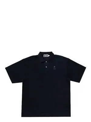 A BATHING APE Ape Head Towelling Relaxed Fit Polo Shirt - Navy Blue