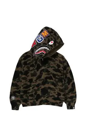 A BATHING APE 1st Camo Crochet Shark Full Zip Hoodie Green