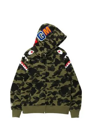 A BATHING APE 1st Camo Shark Full Zip Hoodie - Green