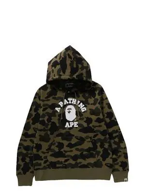 A BATHING APE 1st Camo College Pullover Hoodie - Green