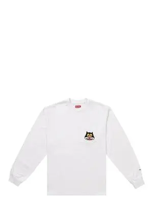Supreme Cat Long Sleeve Pocket Tee Shirt - White