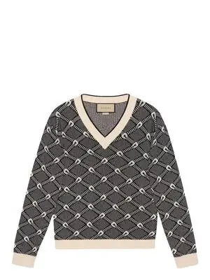 Gucci Slim-fit Patterned Sweater - Black White