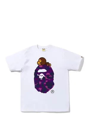 A BATHING APE Camo Milo On Big Ape Tee Shirt (fw22) White Purple
