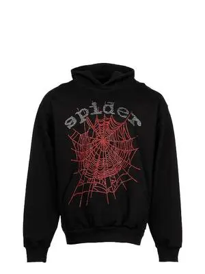 SP5DER Og Rhinestone Logo Hoodie - Black