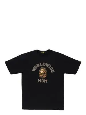 A BATHING APE X Mcm Rhinestone College Tee Shirt - Black