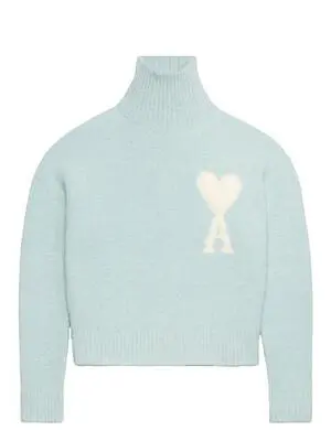 Ami De Coeur Wool Sweater - Aquamarine/ivory