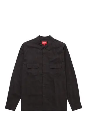 Supreme Pinstripe Linen Shirt - Black