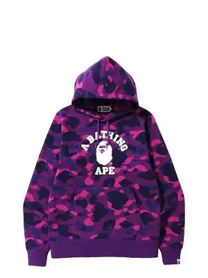 A BATHING APE Camo College Pullover Hoodie - Purple/pink