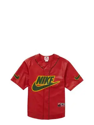 Supreme Nike Leather Baseball Jersey - Red