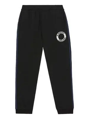 Burberry Logo Graphic Applique Cotton Jogging Sweatpants - Black